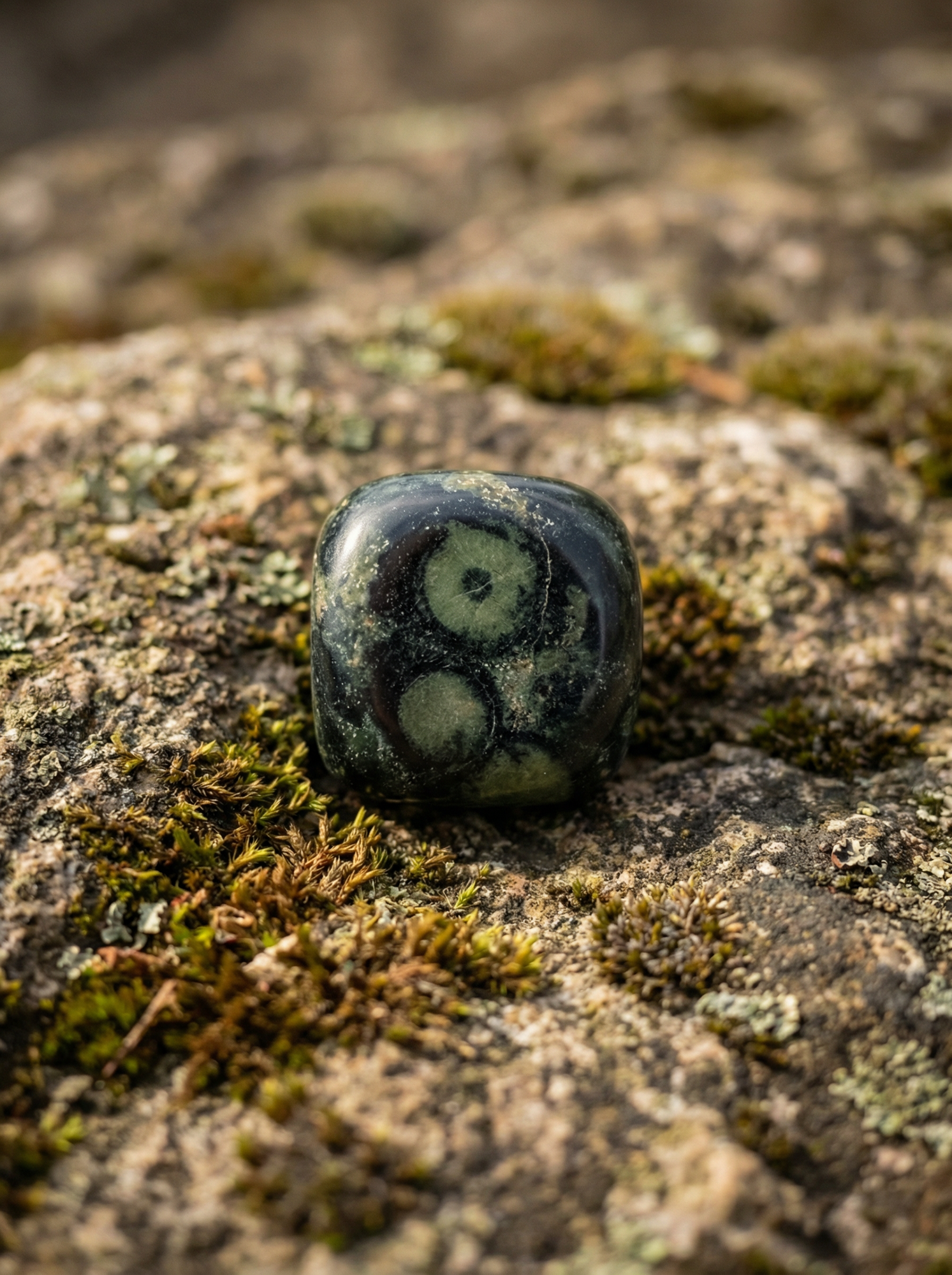 Яшма Камбаба (Риолит) Галтовка Кубы, натуральный камень, зелёно-чёрный, 1 штука, 2-2,5 см