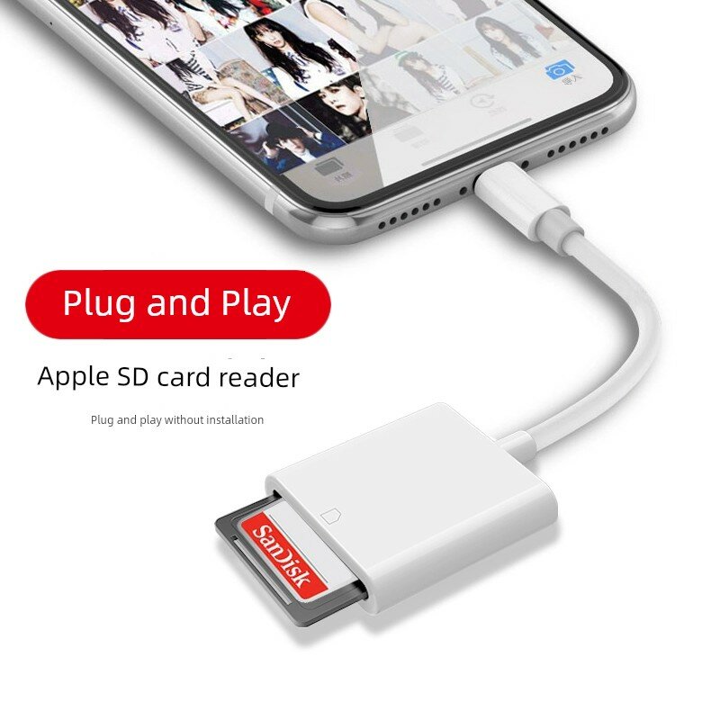 USB 2.0 считыватель SD-карт с разъемом Apple для iPhone, iPad и Android (поддержка SD-карт)