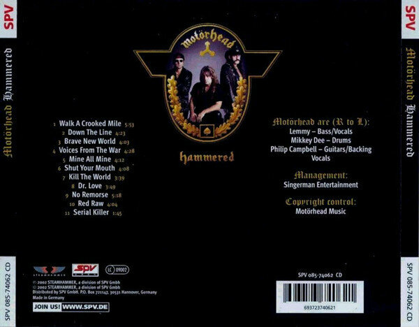 Motorhead - Hammered, 2002, 8-page, CD-Аудио — фото 1
