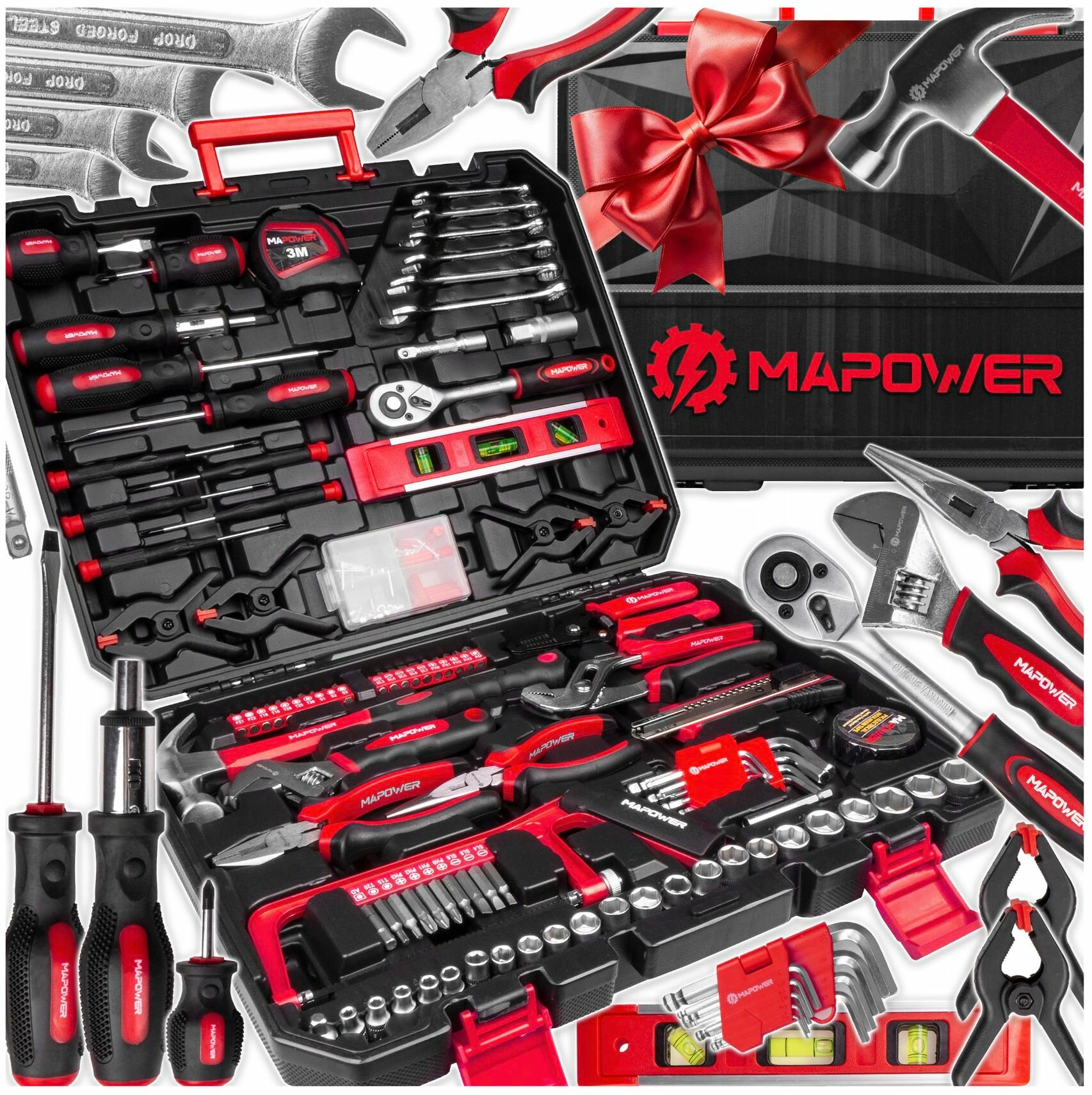 Набор гаечных ключей, кейс для инструментов, торцевые ключи, биты, 168 штук, Ele Mapower