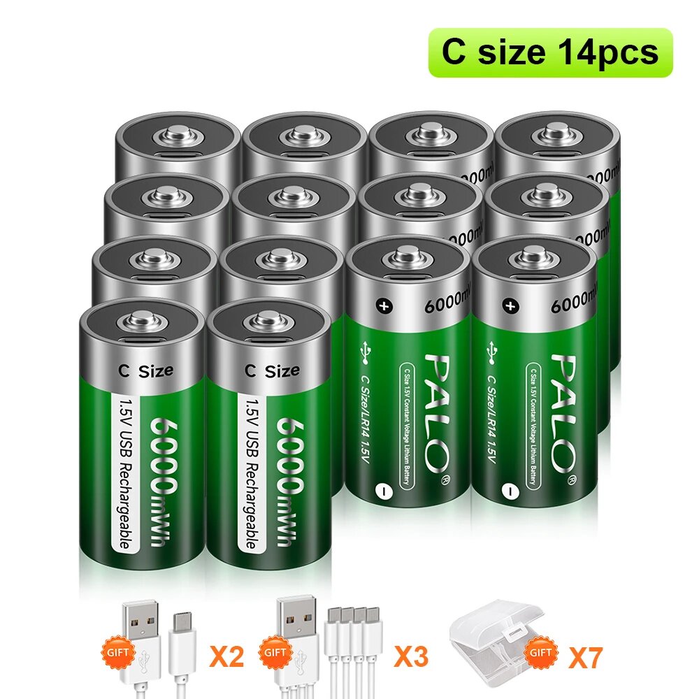 PALO C Size/LR14 перезаряжаемые батареи 2-16 шт 14PCS C Size