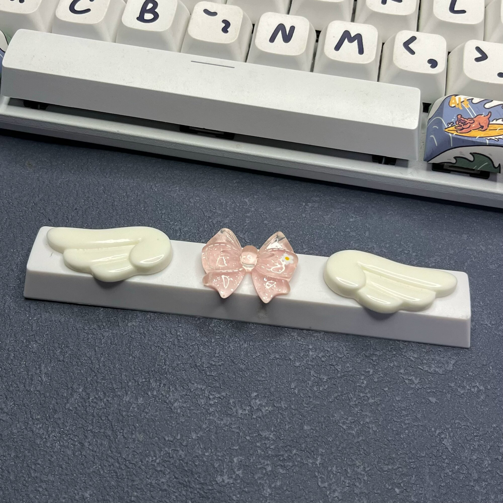 Милый кейкап в виде волшебных крыльев-сердечек, 6.25u, для механической клавиатуры, перекрестная ось, розовый кейкап с