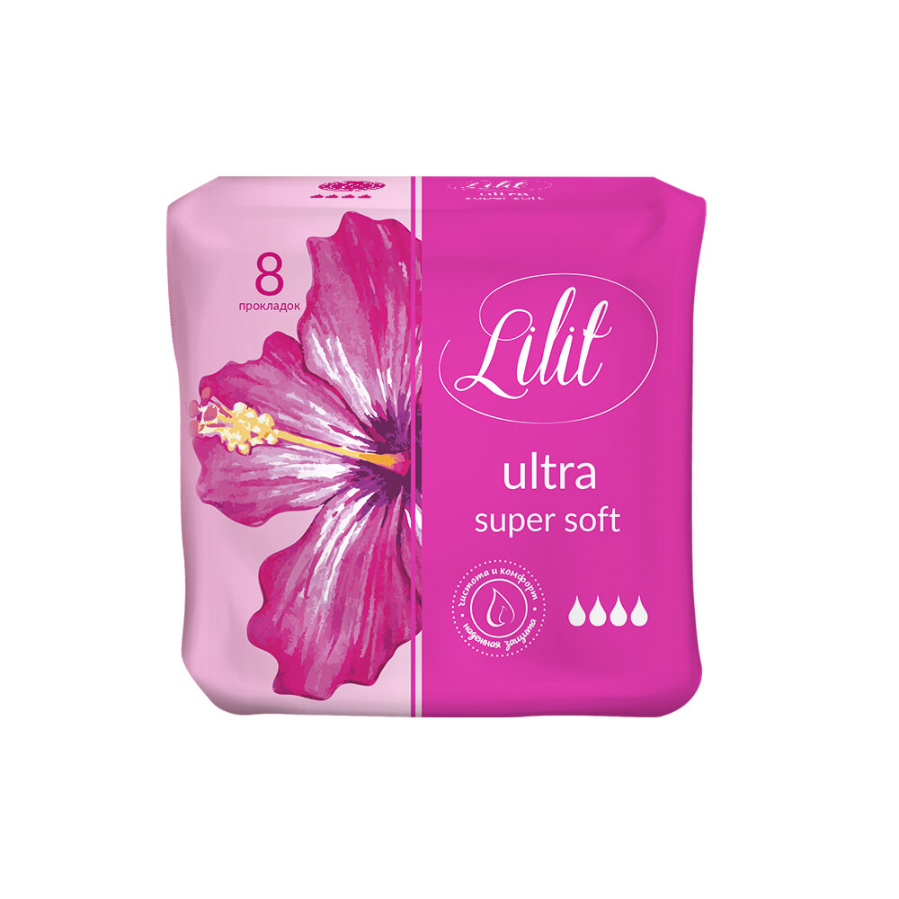 Прокладки гигиенические Lilit Ультра Супер софт, 4 капли из 4, 8шт