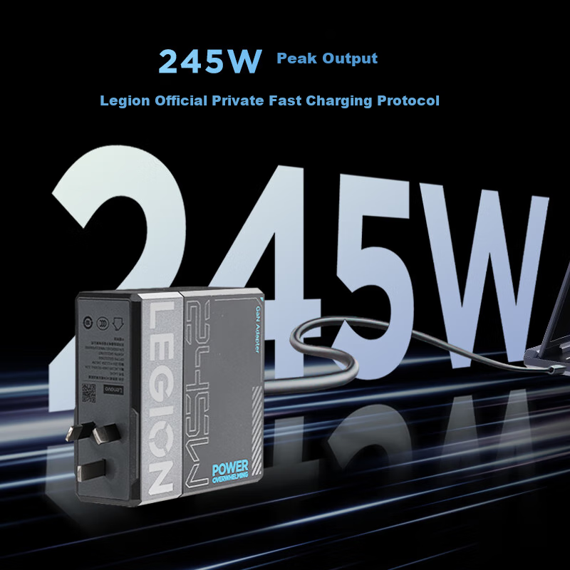Lenovo Savior 245W GaN зарядное устройство с одним разъемом компактная квадратная форма 3-контактная заземленная