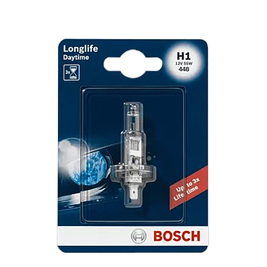 Лампа Bosch Арт. 1987301051 / 12V H1 55W P14.5s +10% блистер (1шт.) Longlife Daytime