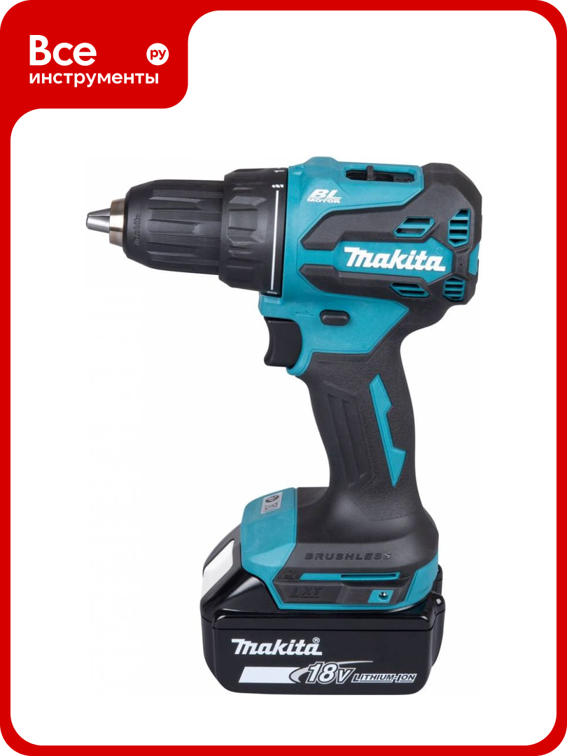 Дрель-шуруповерт аккумуляторная Makita LXT 18В BL XPT 13мм 50/27Нм 1х3,0 Ач АКБ ЗУ Makpac2 DDF490SF1J