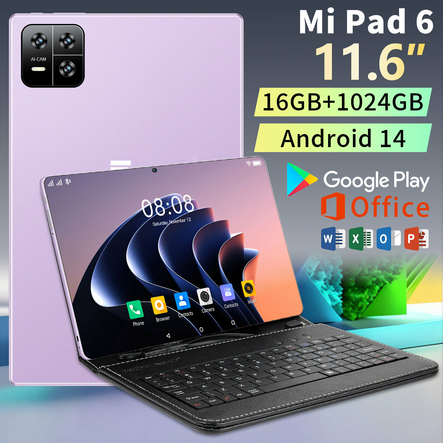Мощный игровой планшет Mi Pad 6 Helio G99 16ГБ ОЗУ плавный запуск всех игр с клавиатурой чехлом защитным стеклом