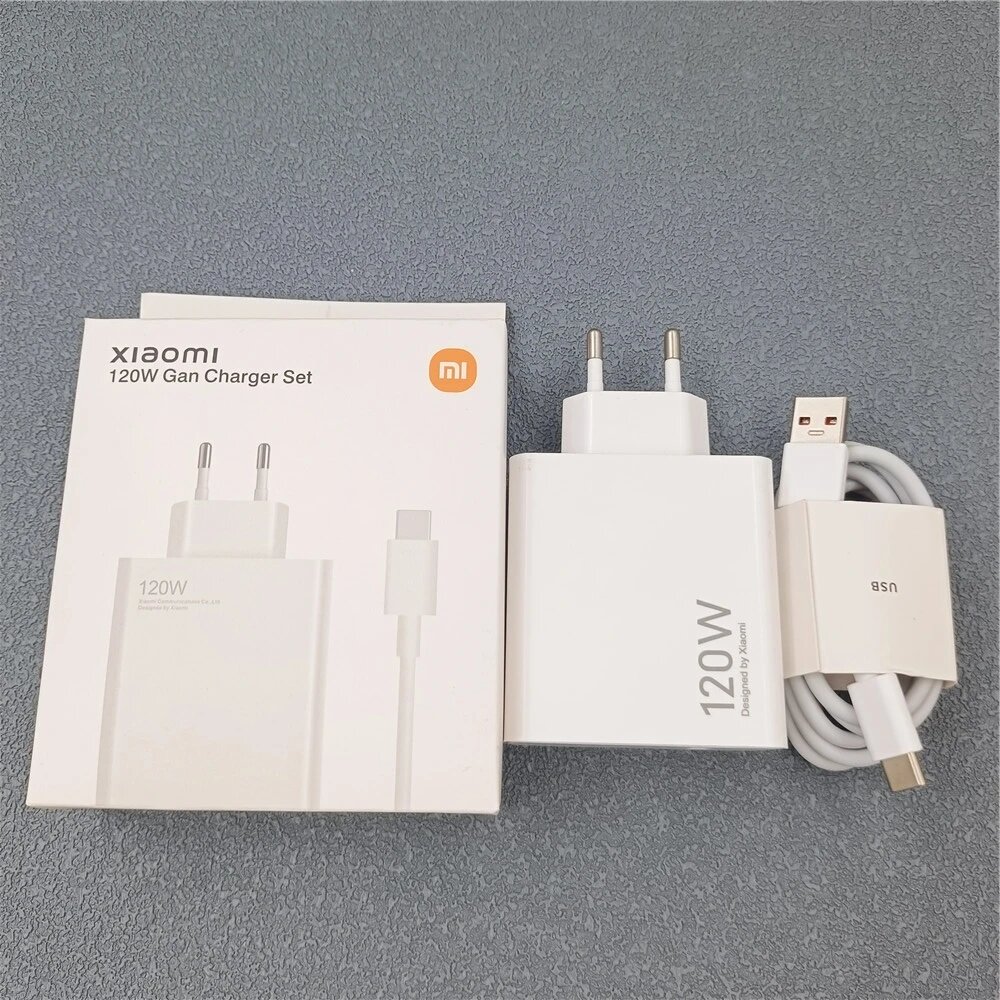 Оригинальное зарядное устройство Xiaomi 120 Вт, ЕС/США, быстрая турбо Зарядка для Mi EU charger Set