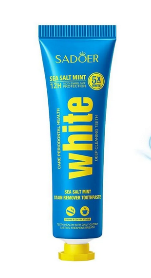 WHITE Stain Removal Toothpaste, Sadoer (Зубная паста для удаления пятен С солью И мятой), 30 г.