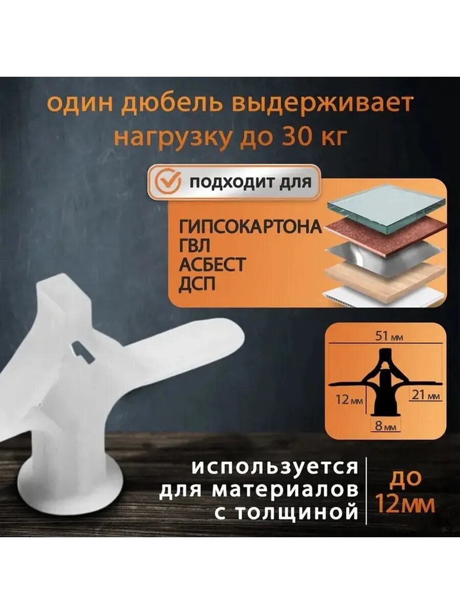 Надежный крепеж для гипсокартона 25 шт.