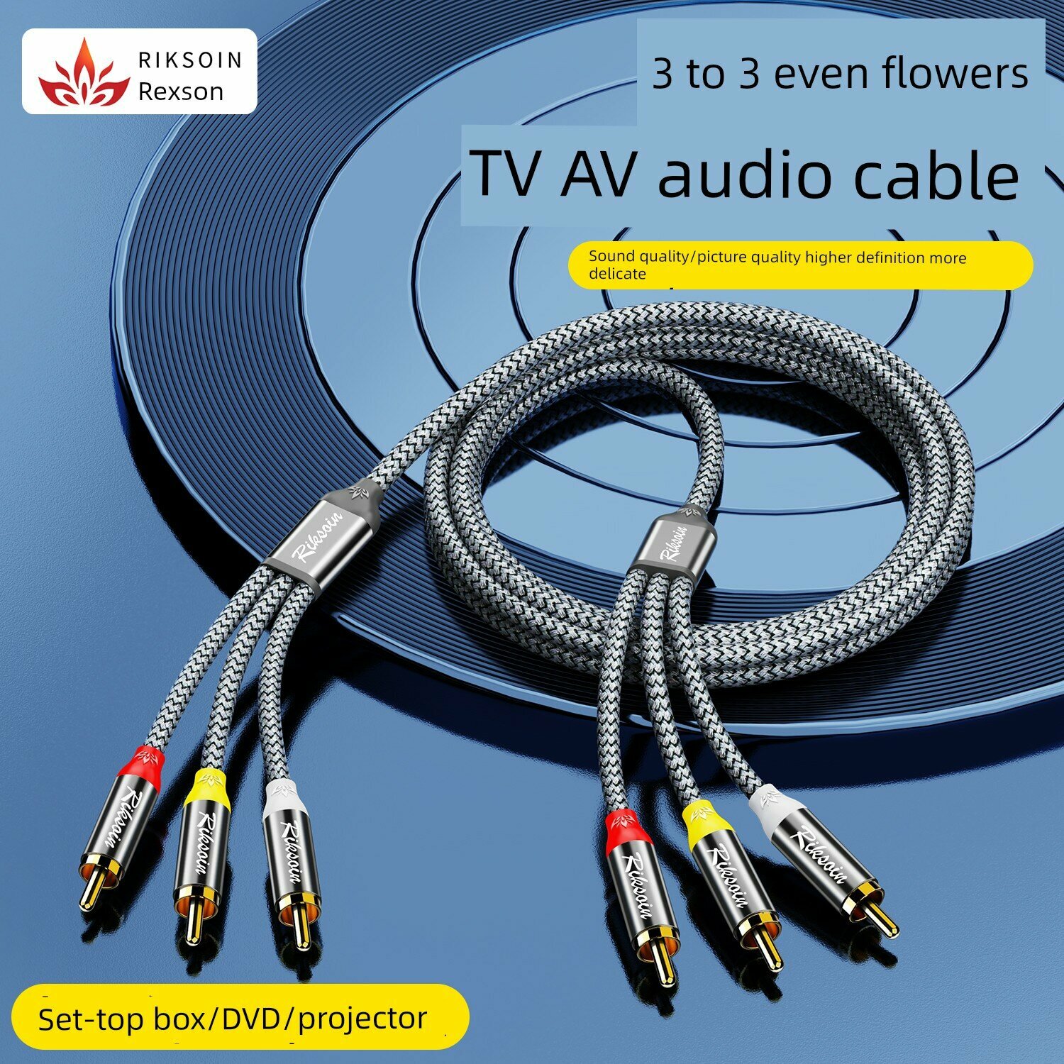 0.5м 3RCA мужской кабель для телевизора усилителя и колонок в цвете Advanced Gray