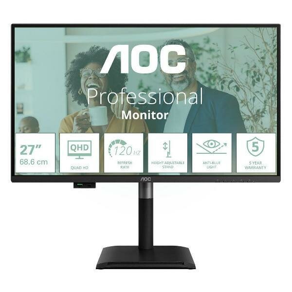 27" Монитор AOC Q27P4CV, 16:9, IPS, QHD, 4ms, 350cd, 120Hz, HDMI, черный