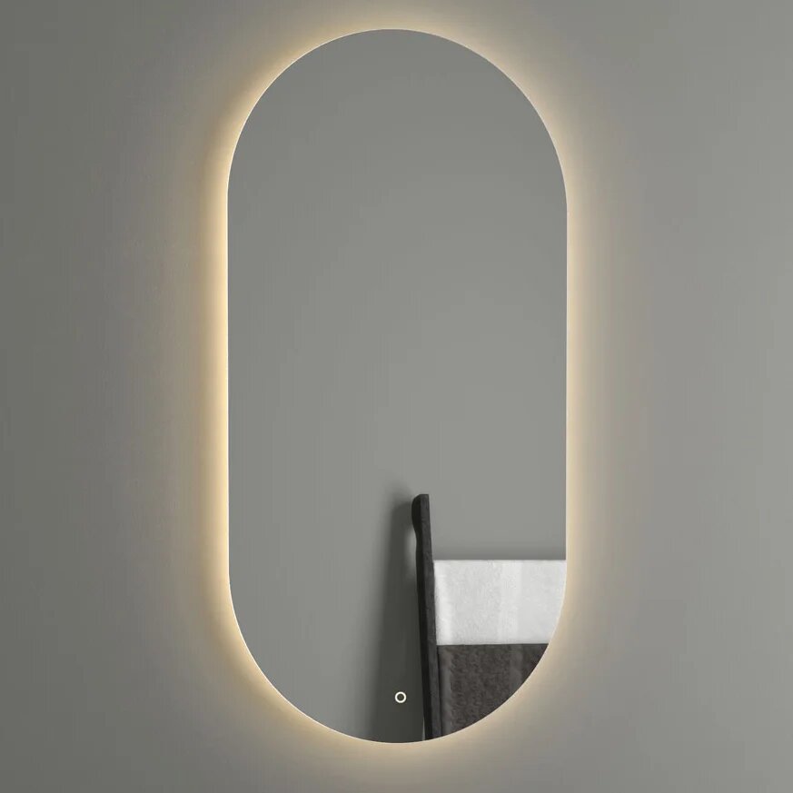 Зеркало Evoform Ledshine BY 2698 60х120 со светодиодной подсветкой, 60 см, с сенсорным управлением, в современном стиле, зеркало настенное в ванную