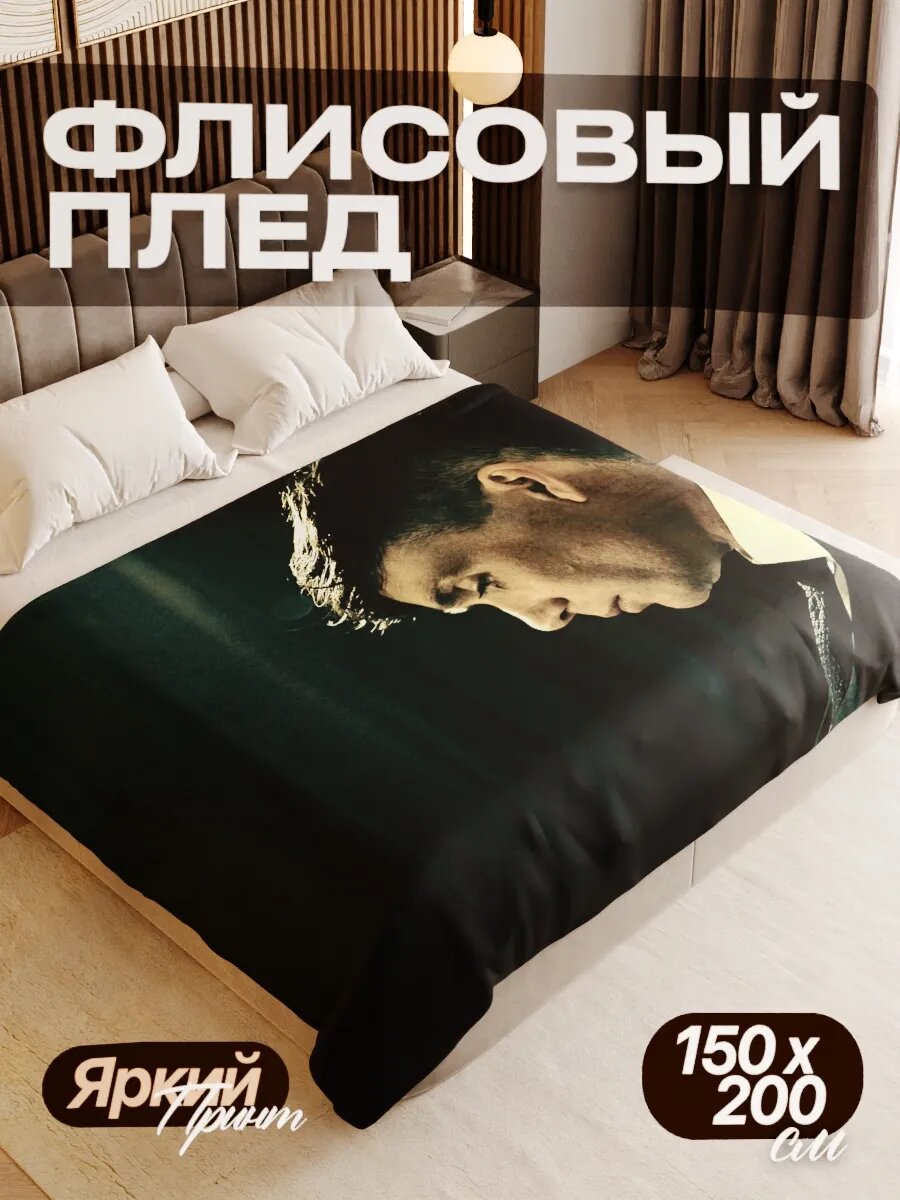 Плед флисовый 150х200 см мягкий теплый покрывало для дома