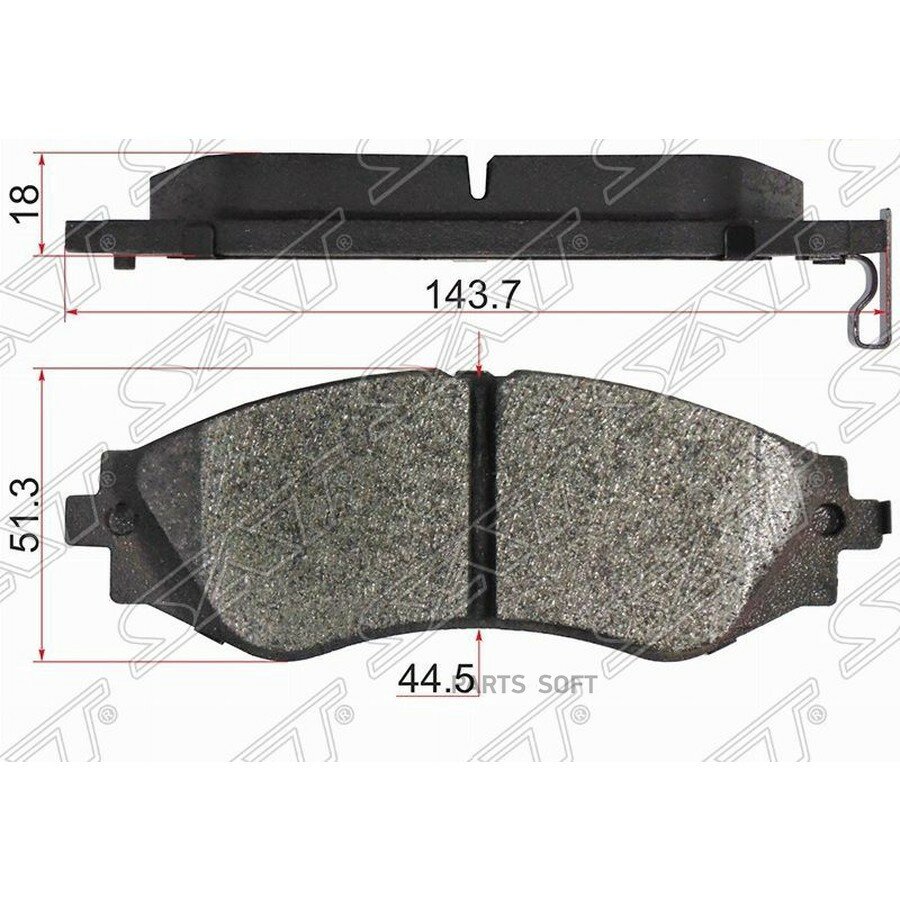 Колодки тормозные (Спереди/ Колесо R14) Chevrolet Aveo 02- / Lacetti 04-13 от официального дистрибьютора, SAT, артикул ST96281937