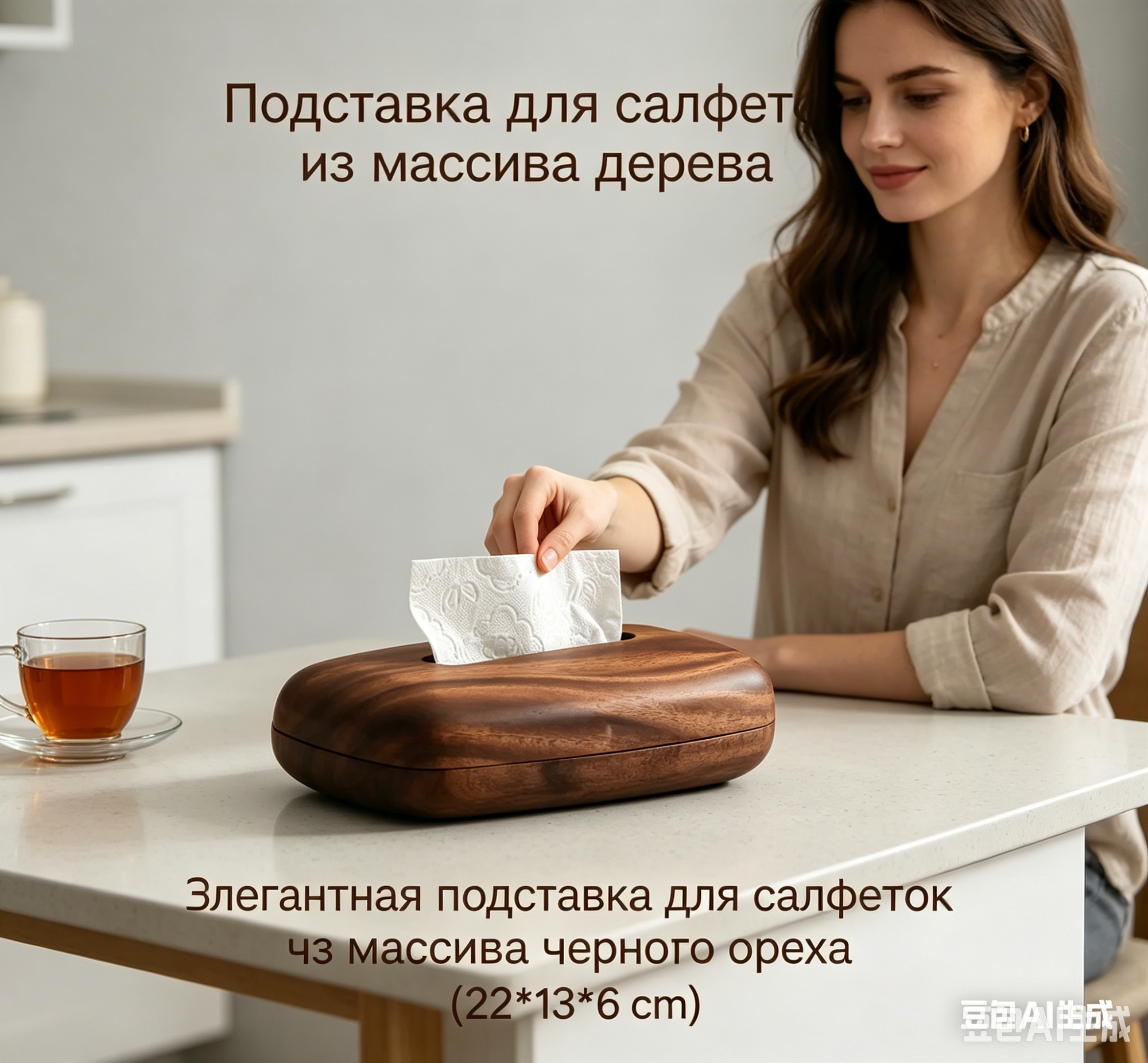 Держатель для салфеток из массива дерева, дозатор для салфеток, черный орех, 22*13*6 см