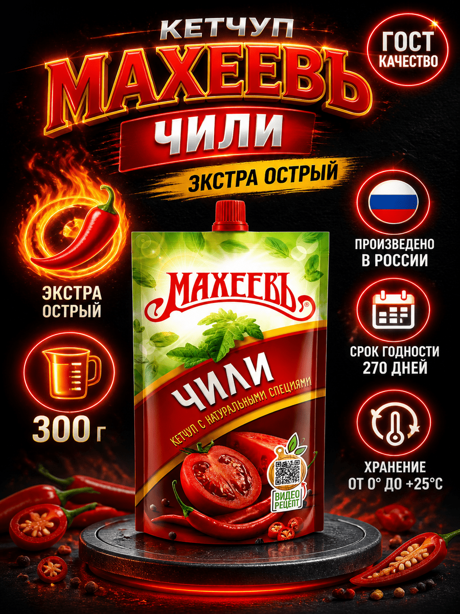 Кетчуп махеевъ Чили, 300г x 16 шт