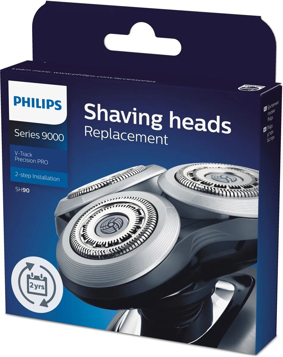 Сменная бритвенная головка Philips SH90, сеточная, влажное/сухое бритье, серебристый