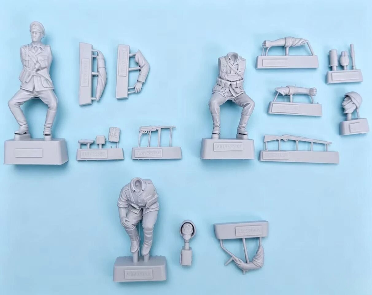 Масштабная модель из литой смолы 1/35, солдаты на мотоциклах, набор 3 фигурок