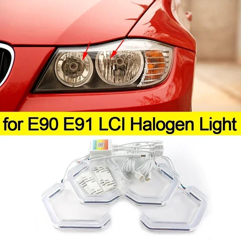 Светодиодный комплект Angel Eyes в стиле M4, кольцо RGB цвета, управление через for LCI halogen