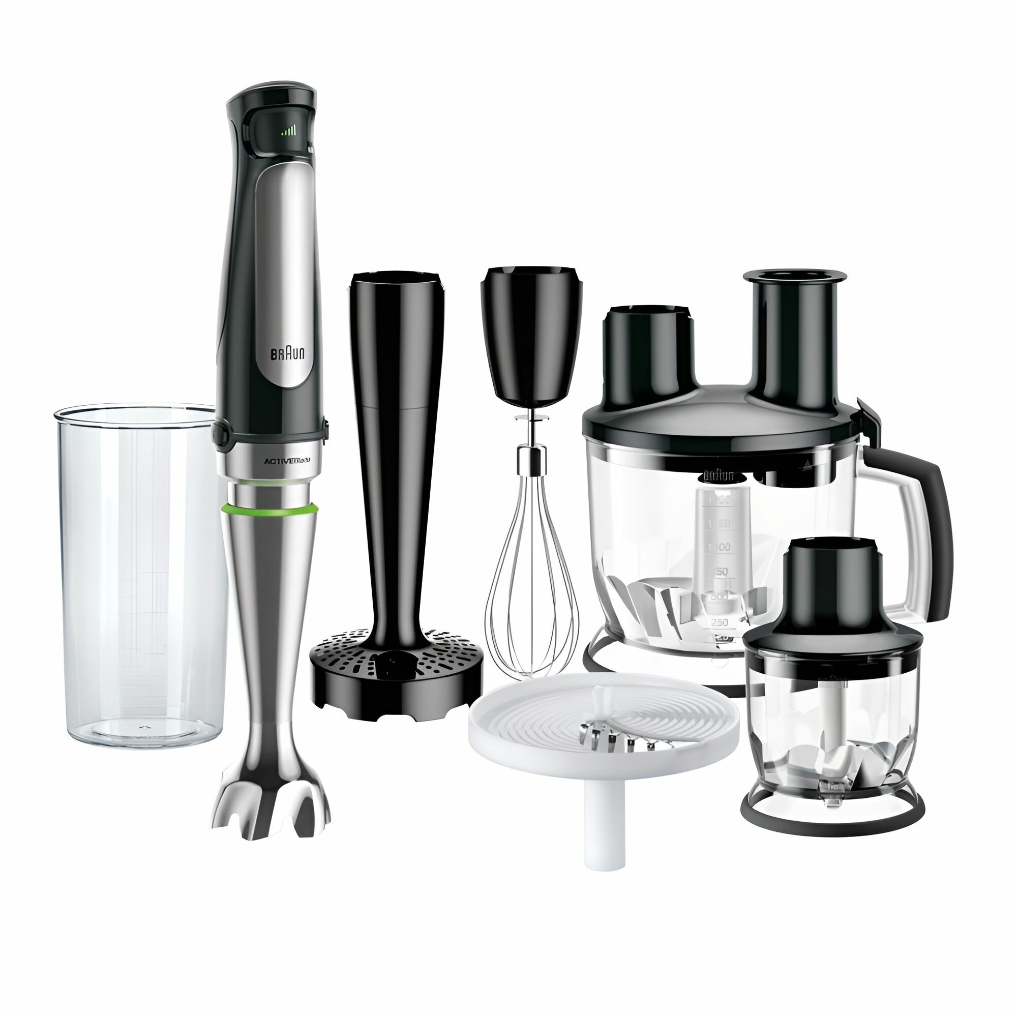 Погружной блендер Braun MQ7087X, 850 Вт, 10 скоростей, кухонный комбайн 1,5 л, мерный стакан 0,6 л, система EasyClick