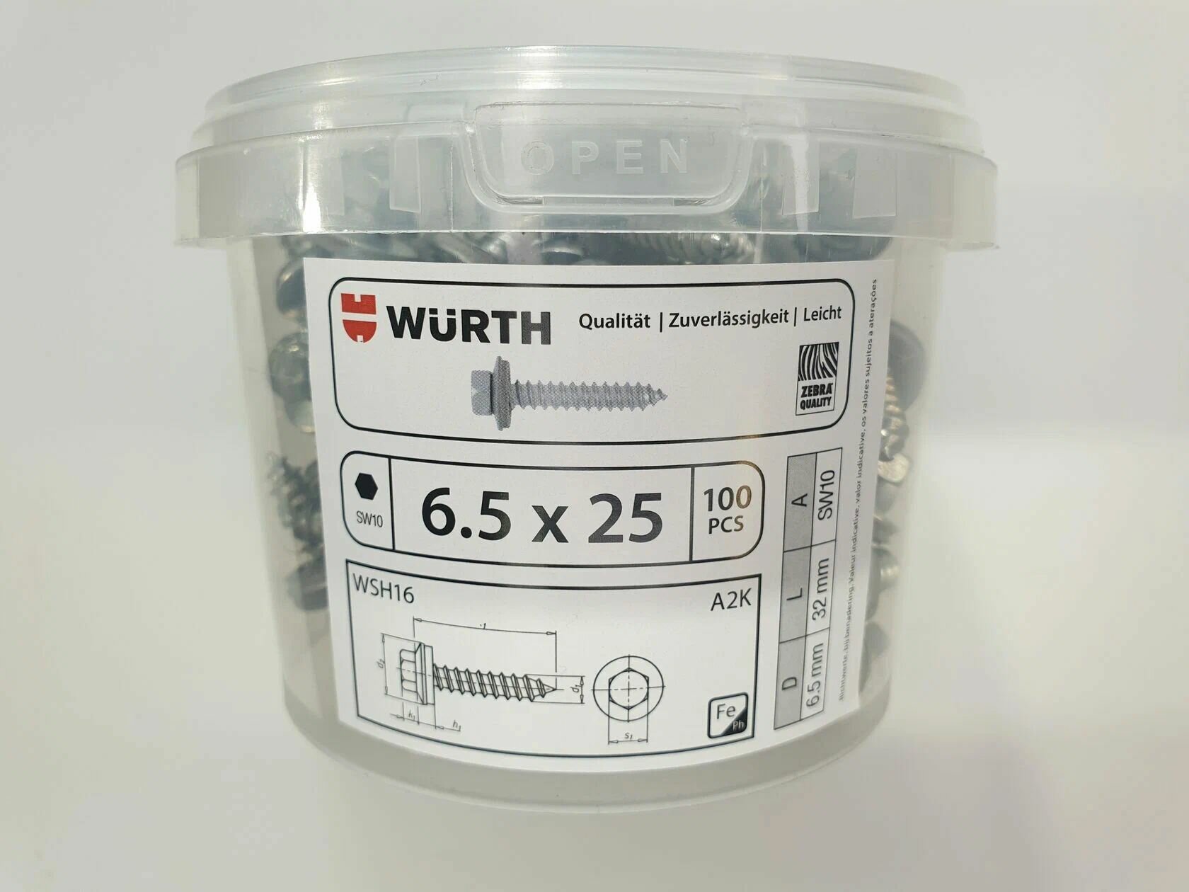 Фасадный винт 6.5x25 A2K Шайба 16 мм (100 pcs) WURTH, Германия