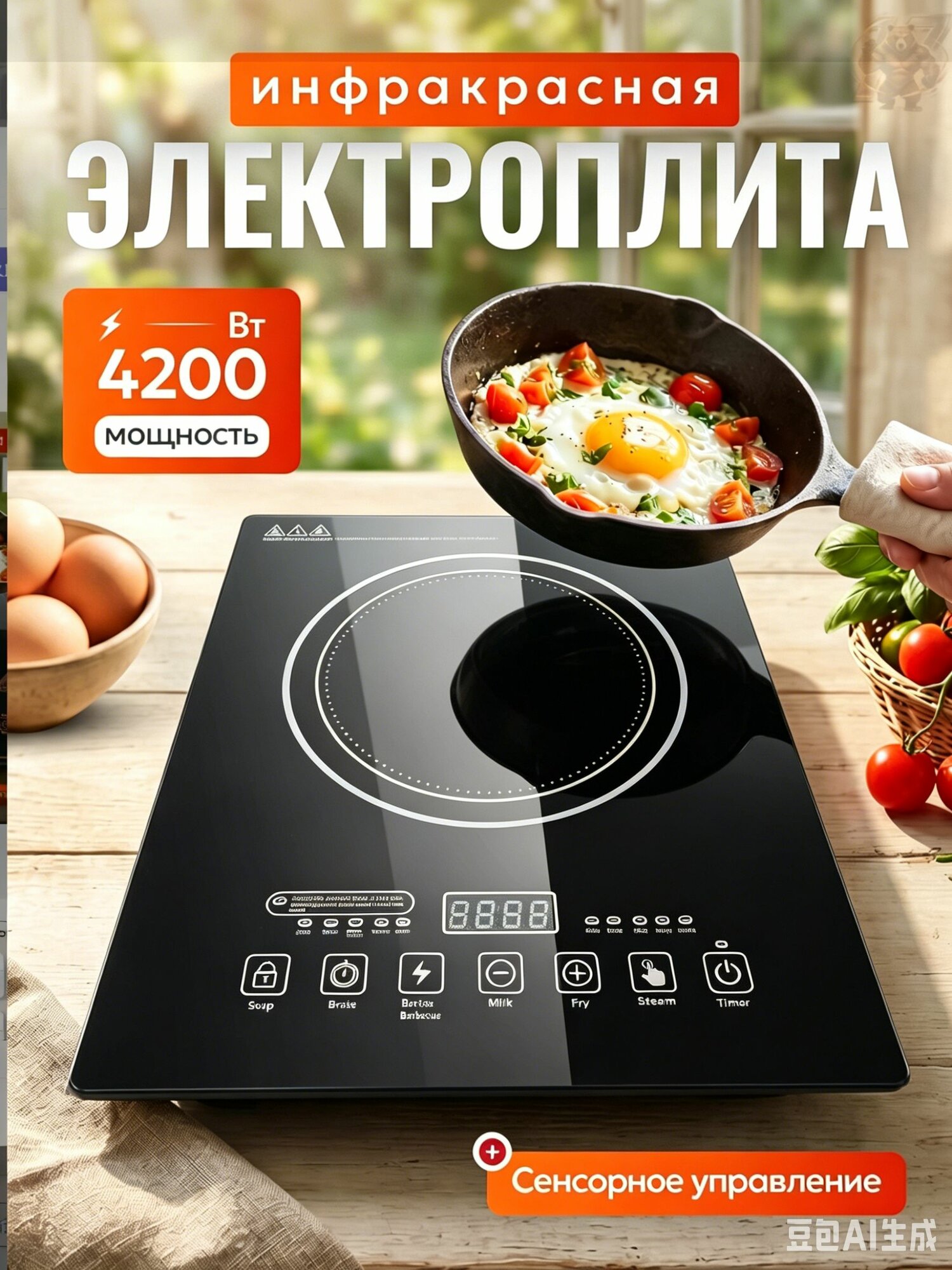 Электрическая настольная плита mzm-20260430154743937, черный настольная электроплита черный электрическая плита черный