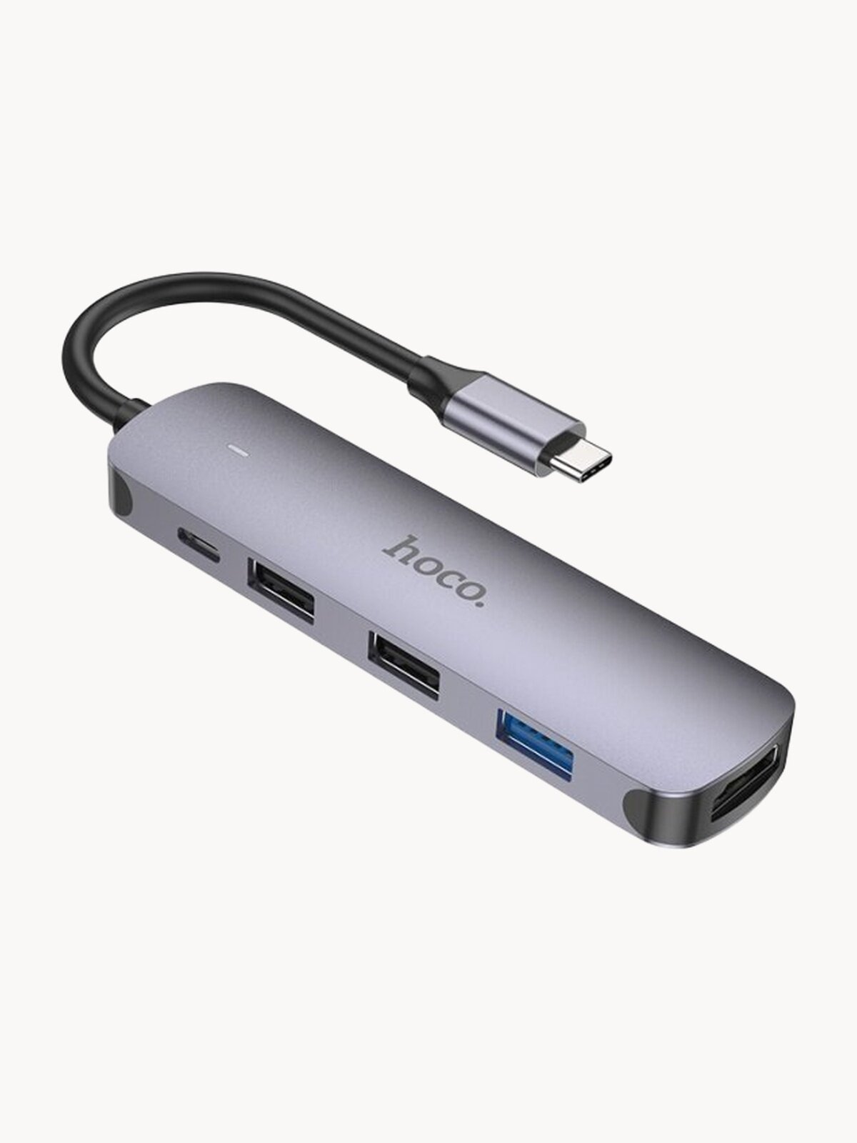 Док-станция Hoco Type-C HB27, 5в1: USB3.0, PD100W, 2xUSB2.0, HDMI, 13см, алюминий