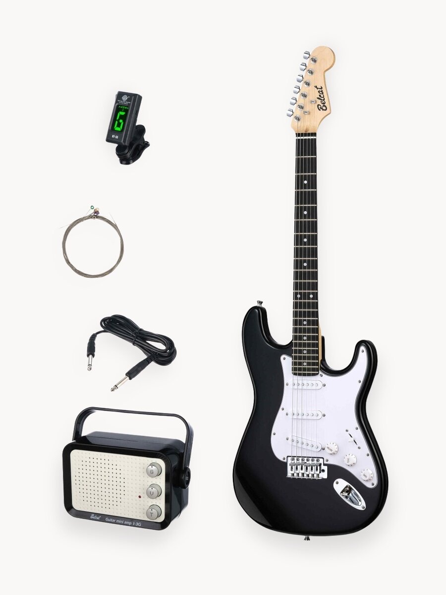 BST-KIT-BK Электрогитара с комбоусилителем и аксессуарами, черная, Belcat