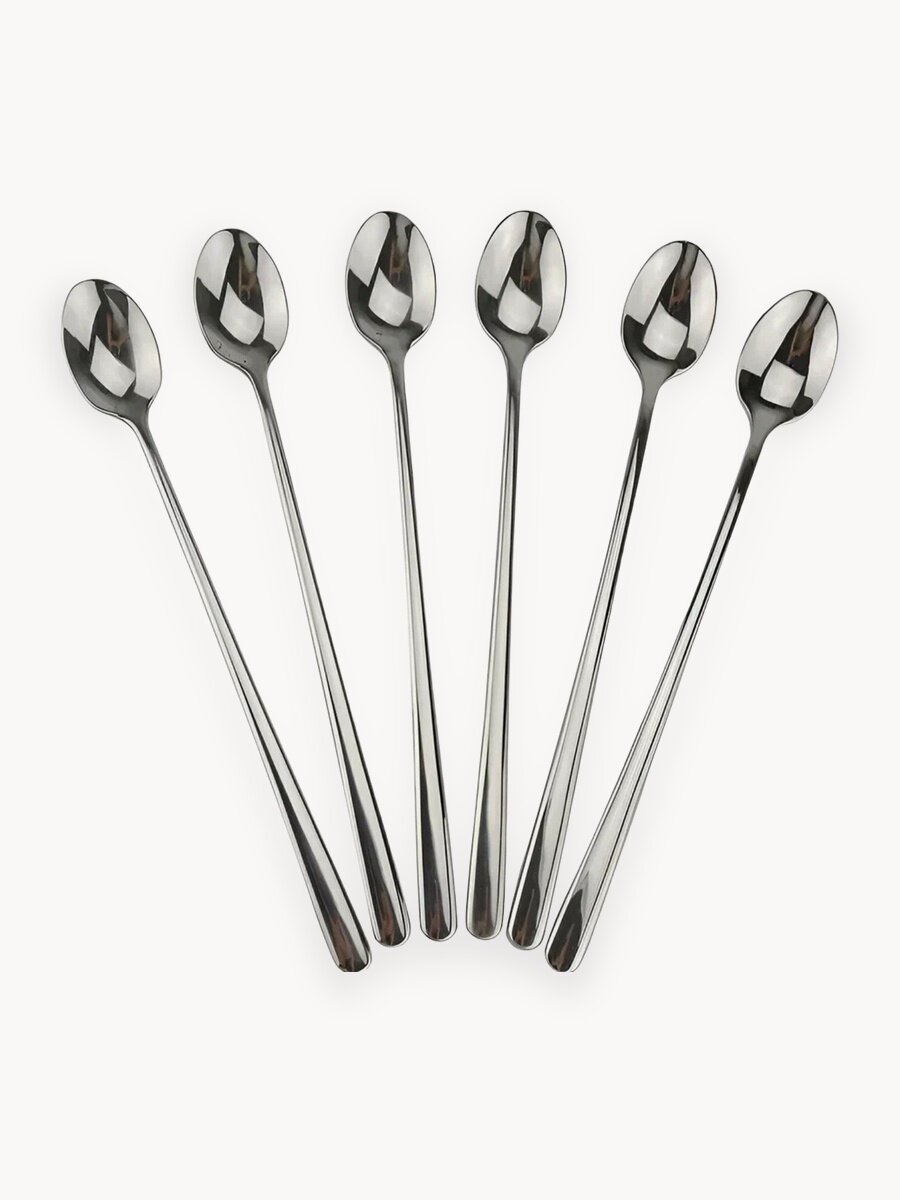 Набор металлических десертных ложек из нержавеющей стали 6шт, 19см
