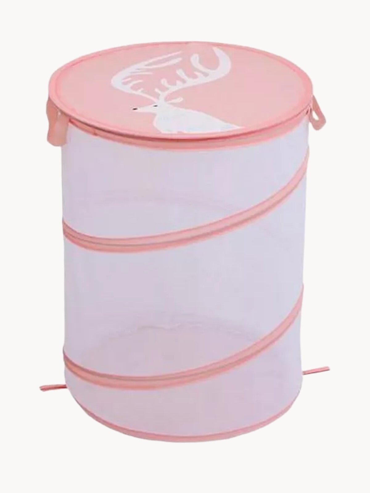 Корзина-сетка Handy Home, складная, с крышкой, на пружине, розовая, 37x37x43 см