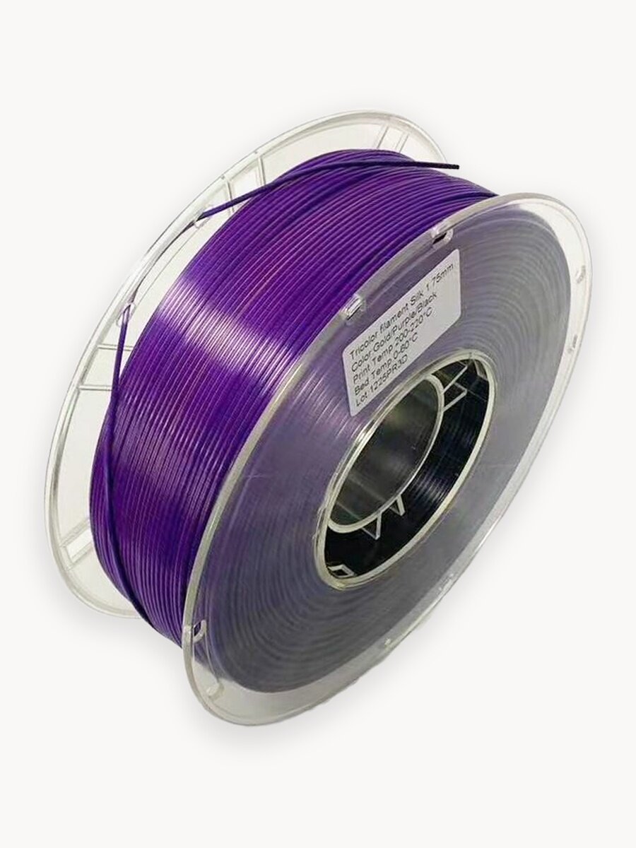 PLA Трехцветный (Silk Шелковый) пластик PinRui золотой-фиолетовый-черный 1.75 мм 1 кг