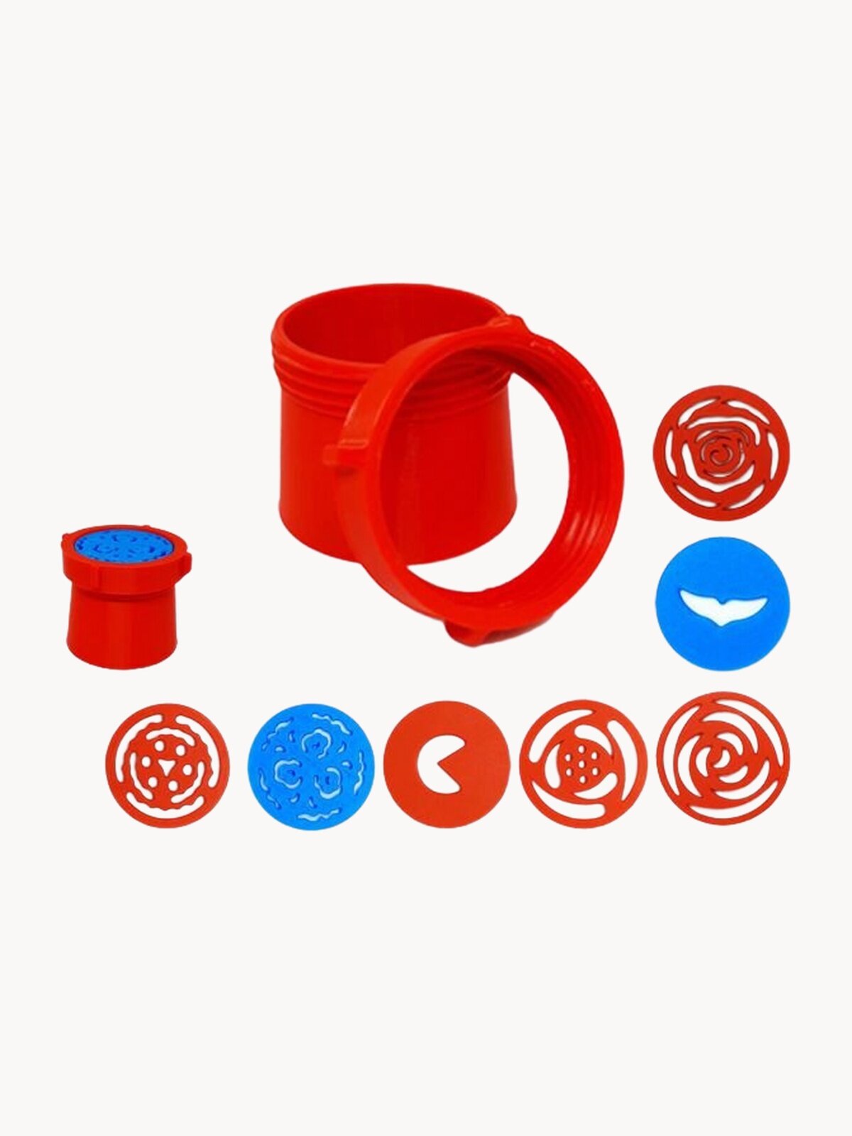 Универсальная насадка для зефира 40мм (насадка-переходник) с набором сменных дисков №1 (8 шт) для кондитерского мешка