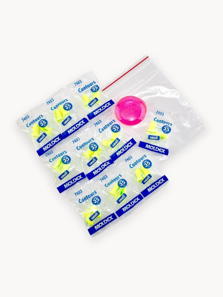 Беруши для сна анатомические маленькие (противошумные вкладыши) Moldex Contours Small, 10 пар с кейсом
