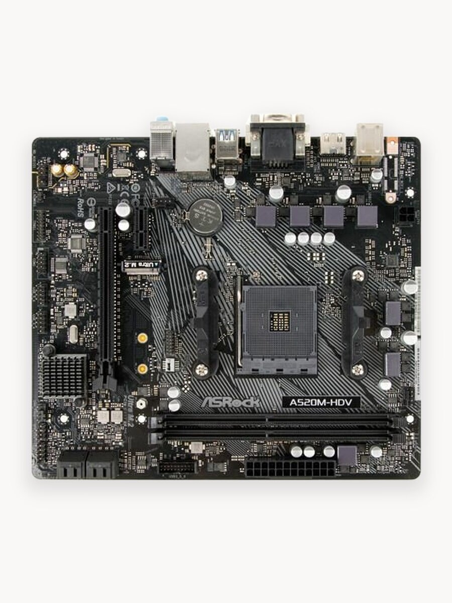 Материнская плата ASRock A520M-HDV, SocketAM4, AMD A520, mATX, Ret