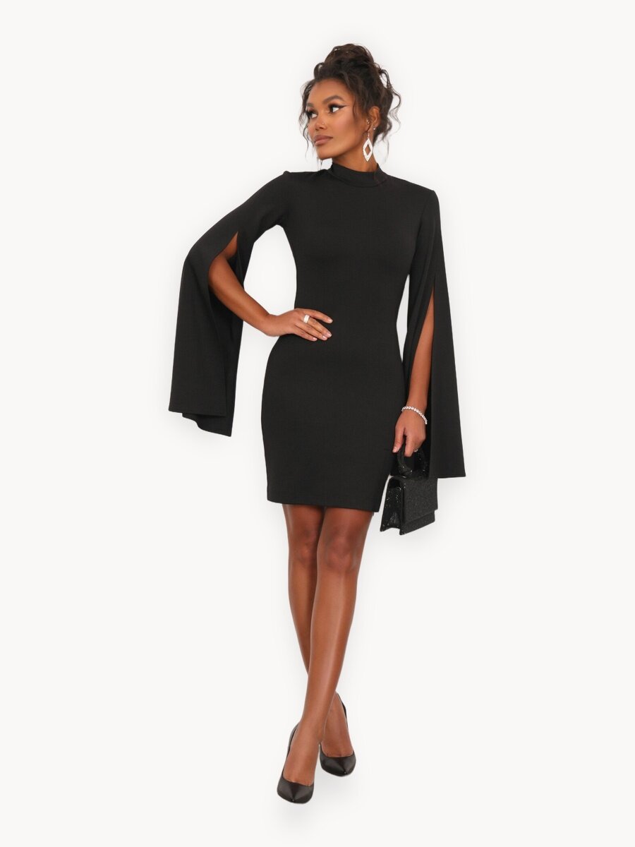 Платье женское с рукавами кейп