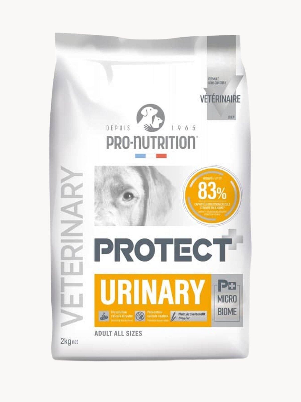 Сухой лечебный корм для собак Flatazor Protect+ Urinary, ветеринарная диета для животных с заболеванием МКБ, снижает образование оксалатных камней и рецидивы образования струвитного камня, снижает боли, Франция, 2 кг.