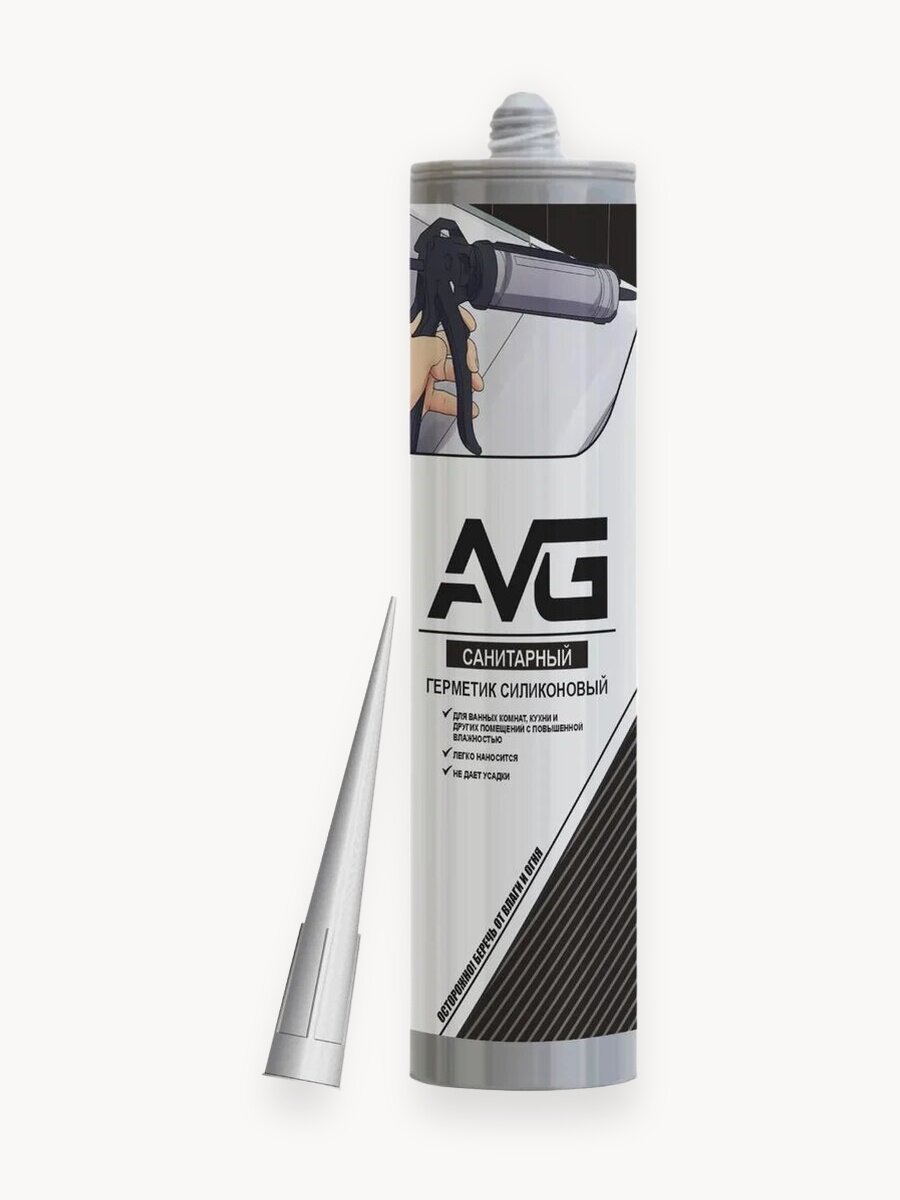 Герметик силиконовый санитарный AVG Санитарный белый, для сцепления и создания гибкого соединения