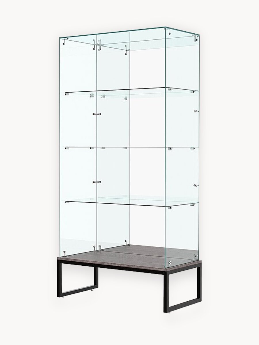 Витрина стеклянная "лофт стиль подиум" №111 (без дверок, задняя стенка - зеркало), Ясень Анкор темный - U31105