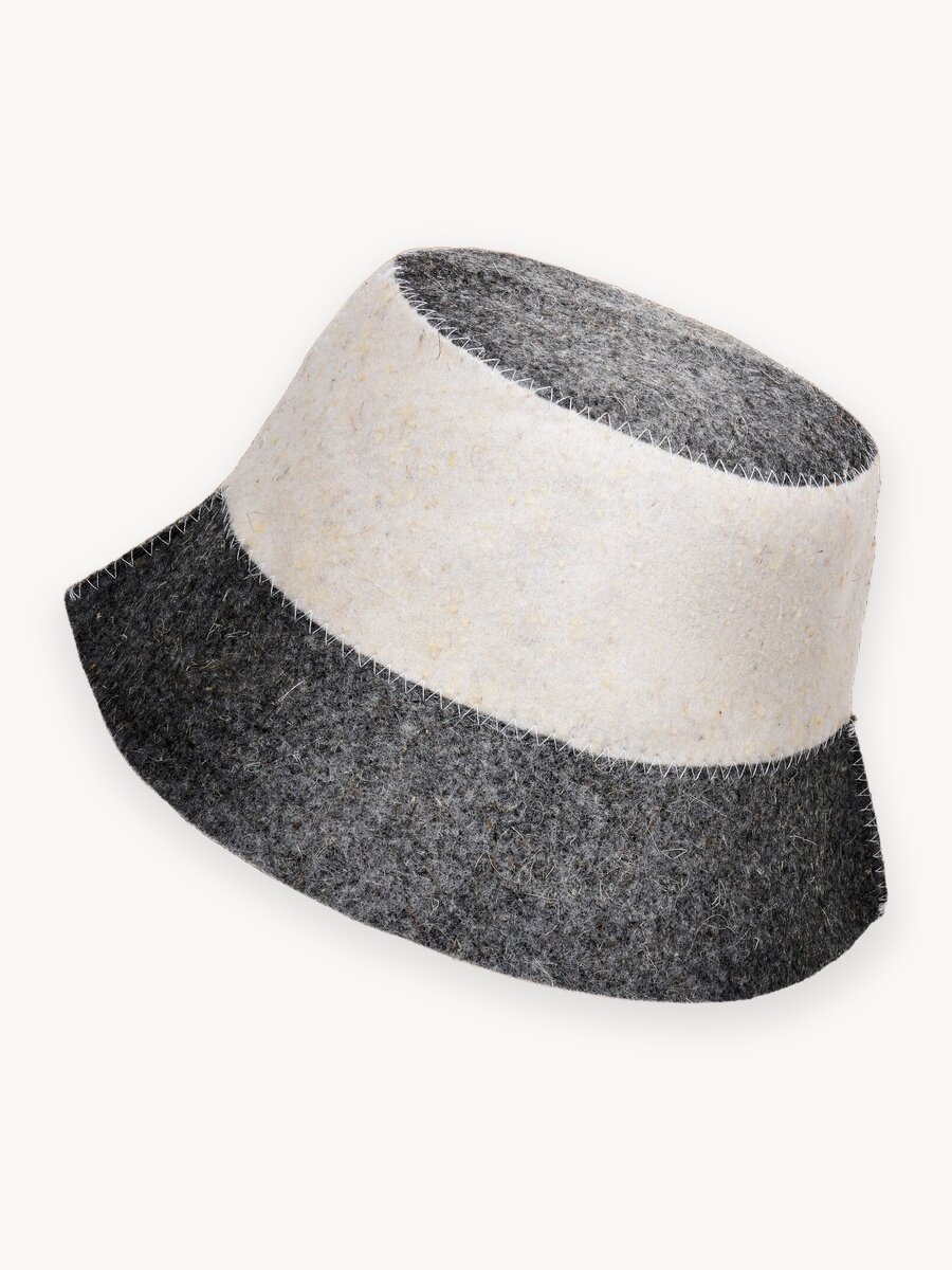 Шапка для бани "Панама", войлок, серая с белым, унисекс, Hot Pot