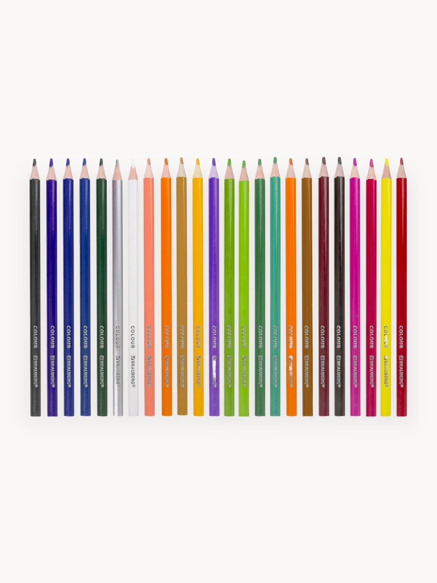 Карандаши пластиковые цветные для рисования Brauberg Premium, 24 цвета, трехгранные, грифель мягкий 3 мм, 181663