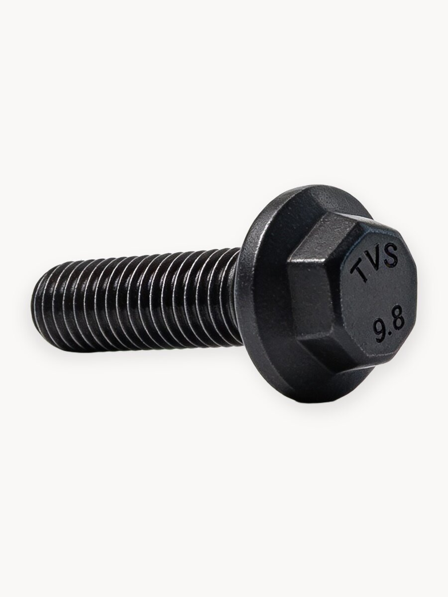 Болт автомобильный с фланцем М6 x 25 x 1 - 9.8 черный, 8 штук