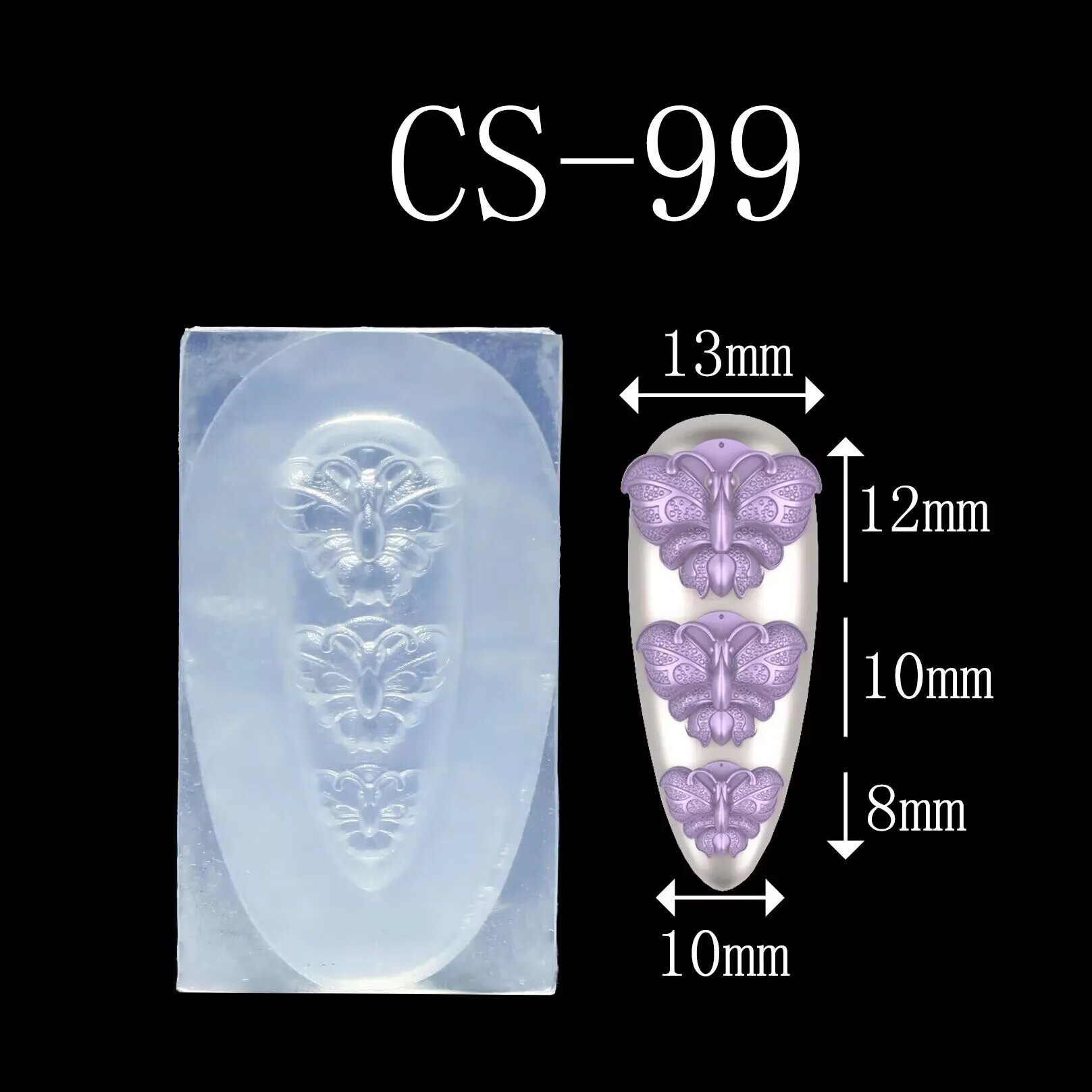 Форма для ногтей 3D CS-99-2.5, цветок, змея, дракон