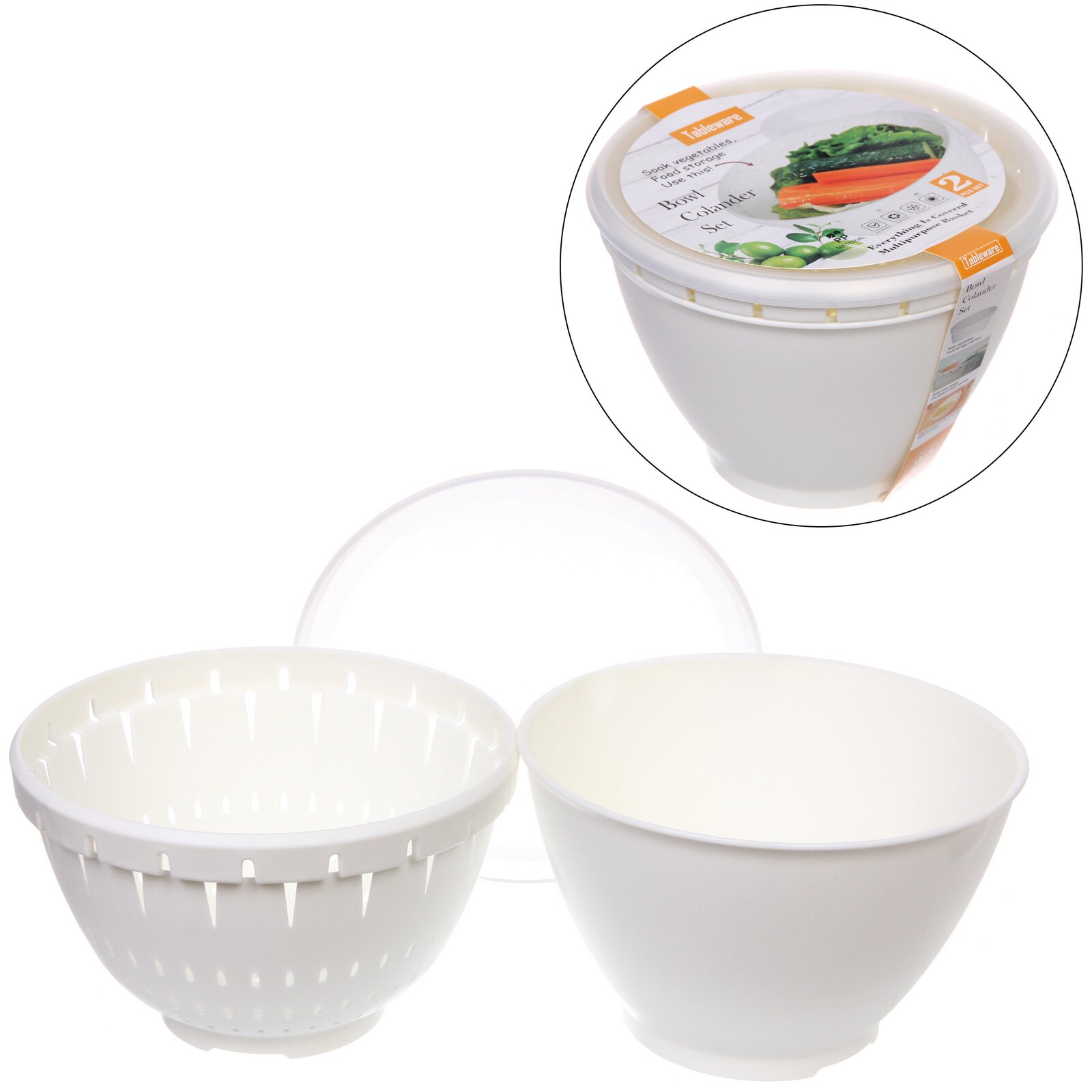 Дуршлаг пластиковый 'Фаттория' 22*15,5см, двойной с чашей и крышкой