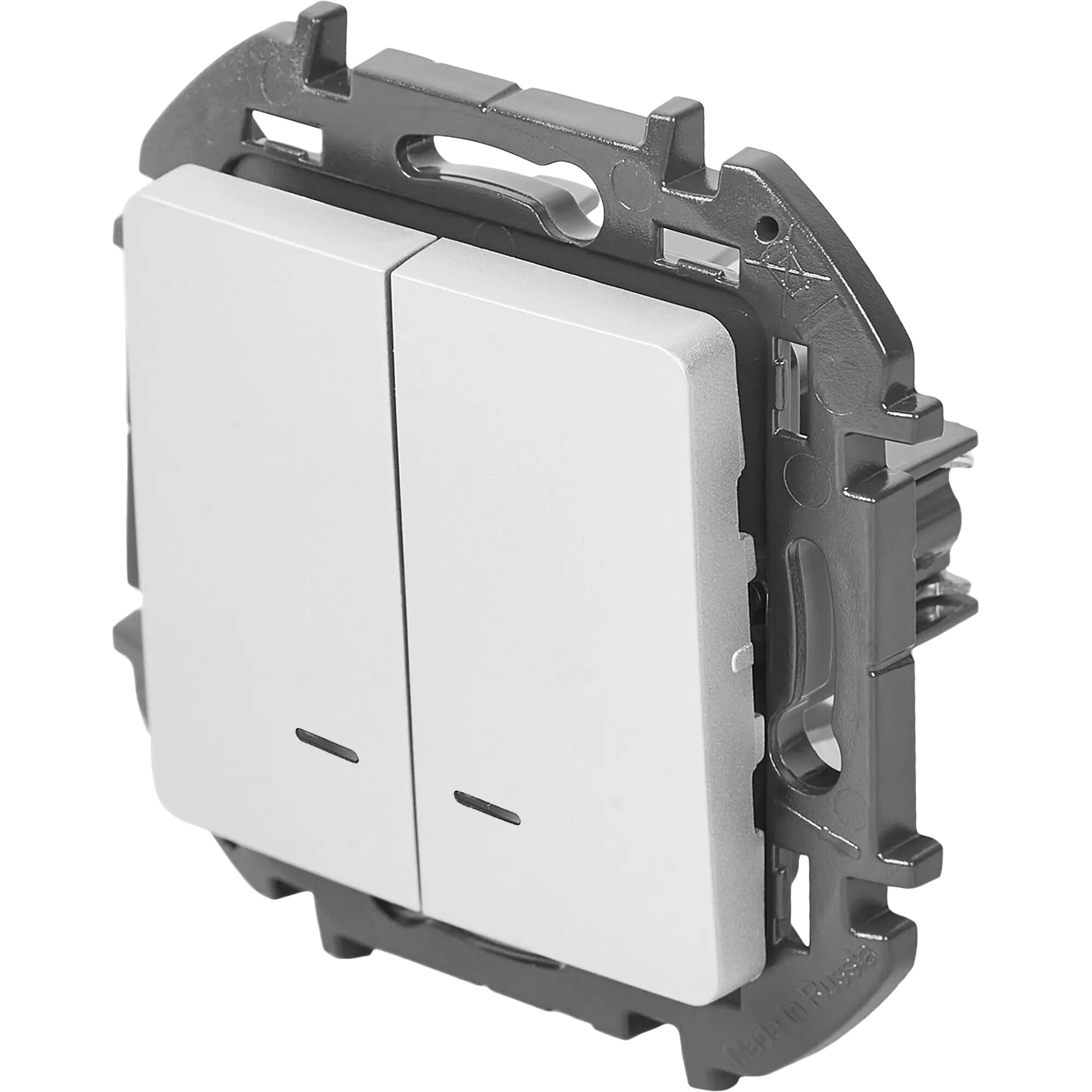 Lexman Lilian двойной выключатель с подсветкой и индикацией, 10A 250V, алюминий