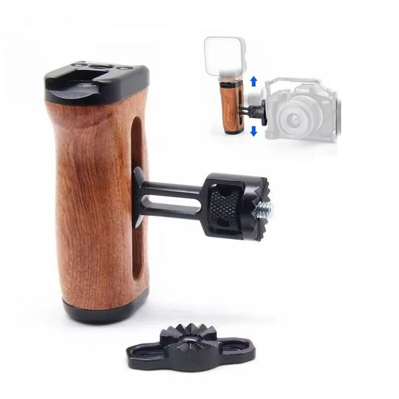 Универсальная боковая ручка для камеры Sony/Canon/Nikon, деревянная рукоятка, винты 1/4, холодный башмак, быстрая сборка/разборка Wooden-Handle