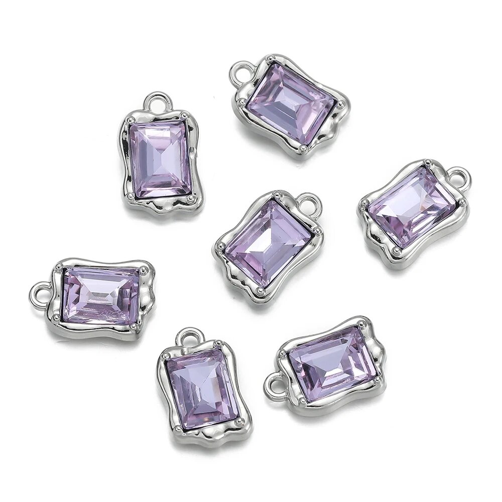 Набор для создания украшений AGCFABS, металл, кубический циркон, 5 шт. Silver purple