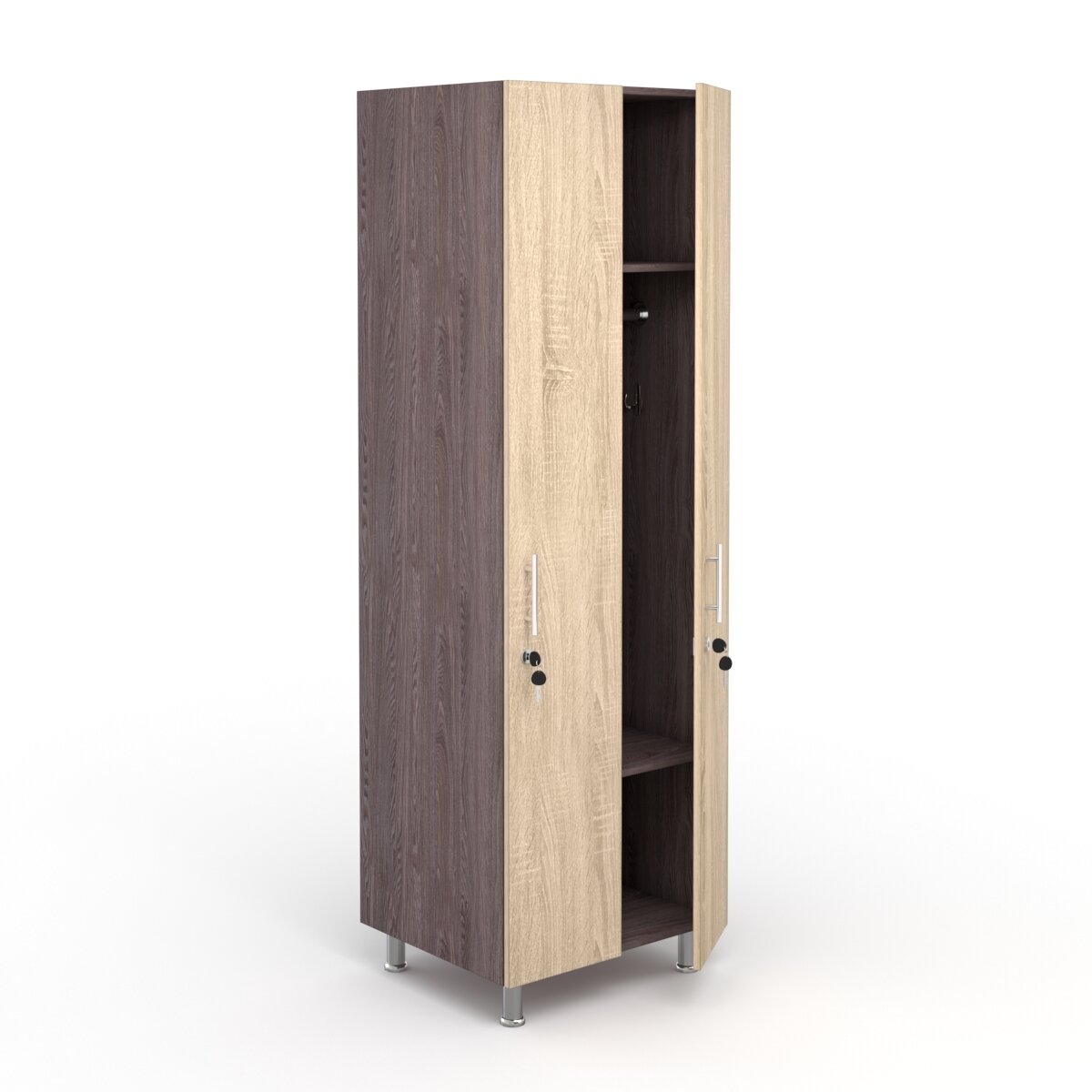 Шкаф для раздевалок 2х-секционный, Ясень Анкор и Дуб Сонома. Производитель товара - компания Westcom.