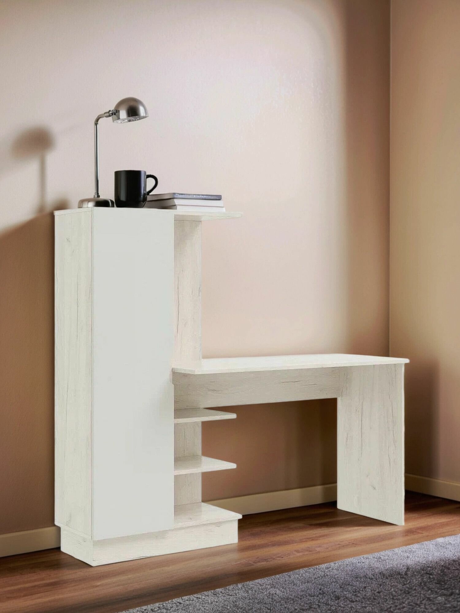 Стол компьютерный Юниор-4 Шарли Белый/Дуб Крафт Белый