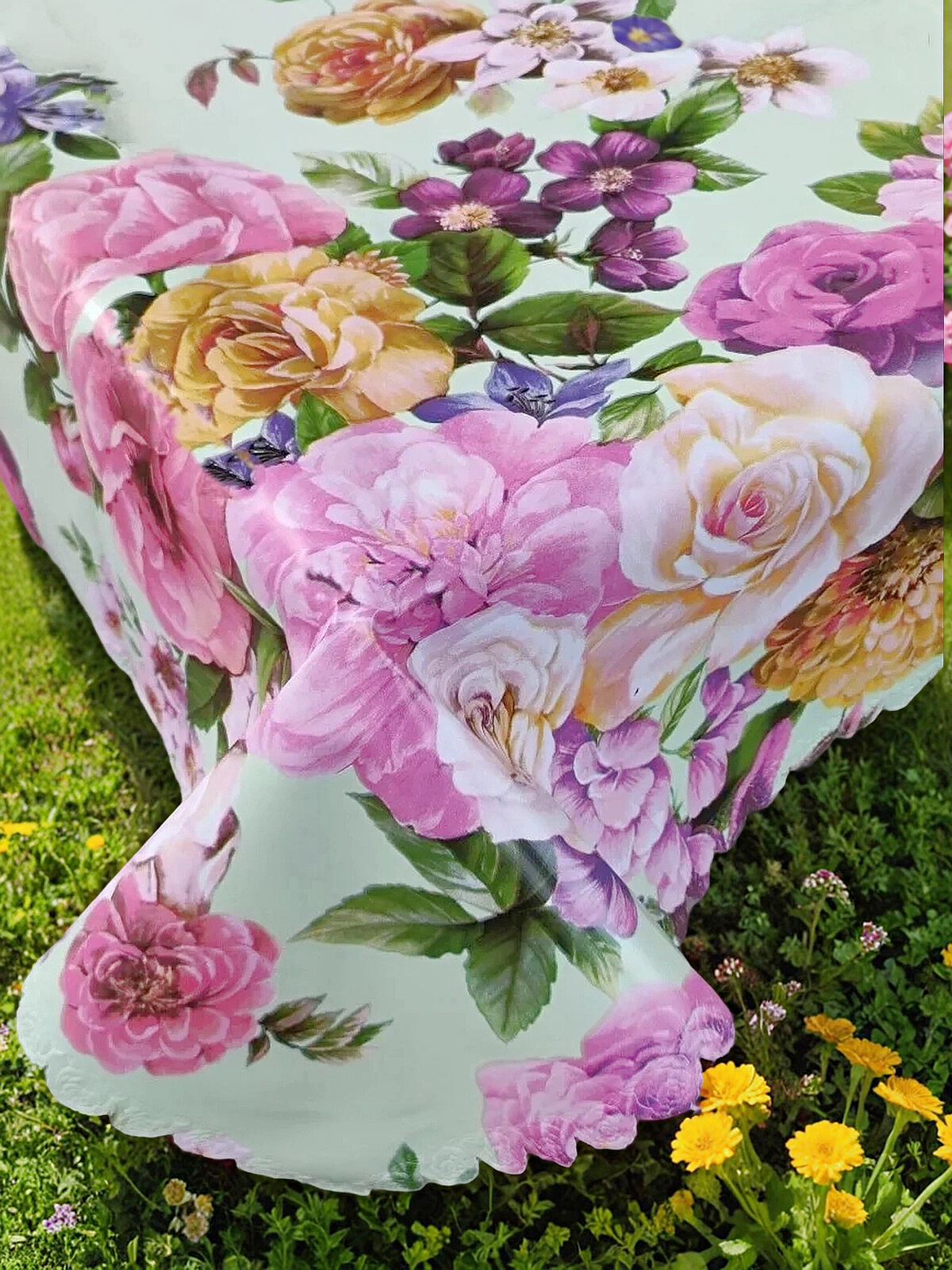 Скатерть на стол Laid Table Клеенка для кухни 105 x 135 тканевая основа, водоотталкивающая для дома и дачи